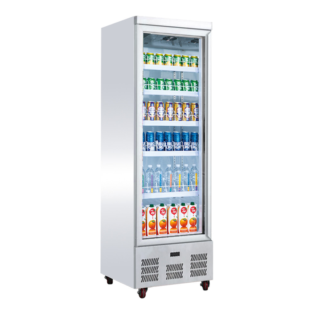 Supermarket 460L Minuman Freezer Pintu Kaca Tegak